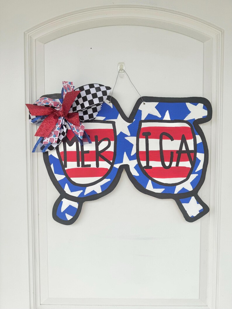 USA Merica’ Red White & Blue Door Hanger - Etsy