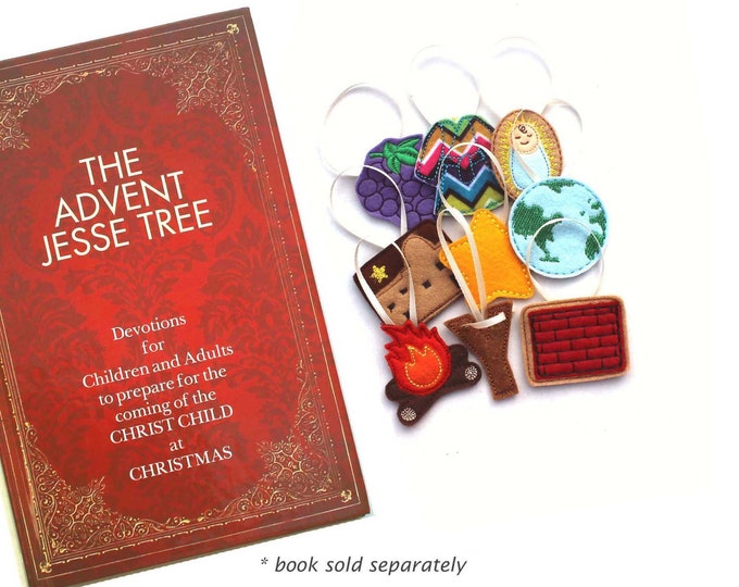 Deluxe Jesse Tree Advent Gift Set: god With Us Book Wooden Ornament Set ...