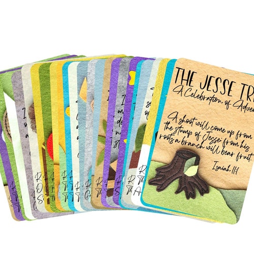 Children's Jesse Tree Advent Cards Corresponds With the | Etsy