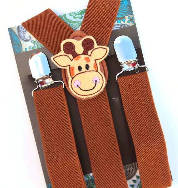 Kids Giraffe Suspenders Brown Suspenders Boys Suspenders | Etsy
