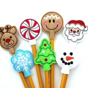 Christmas Pencil Topper Set, Christmas Pencil Toppers, Felt Pencil ...