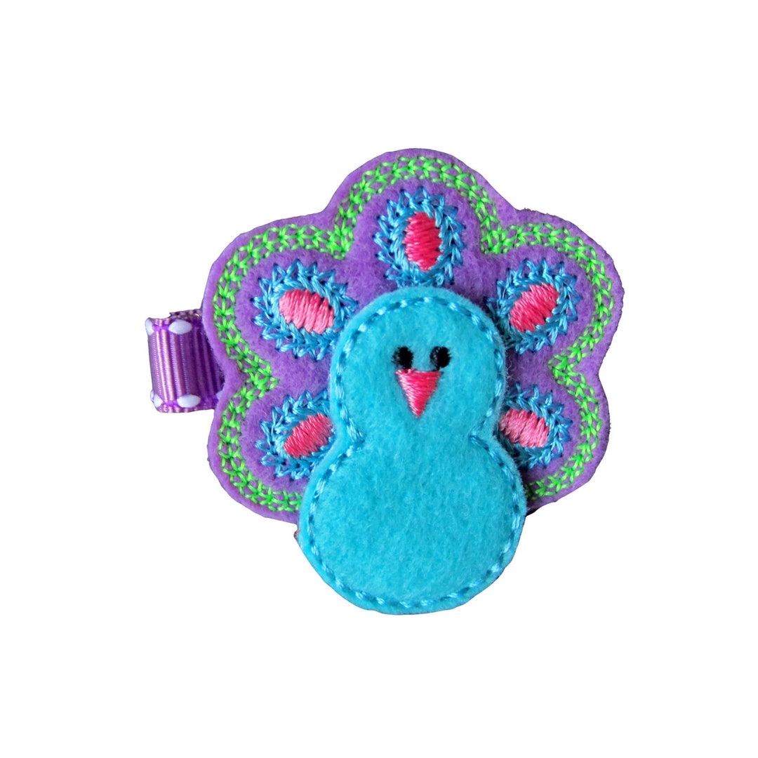 Peacock Hair Clip, Purple Bird Baby Hair Clippies, Girl Barrette ...
