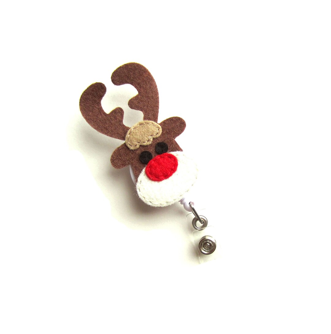 Retractable ID Badge Holder, Christmas Reindeer ID Badge Reel, Nurse ...