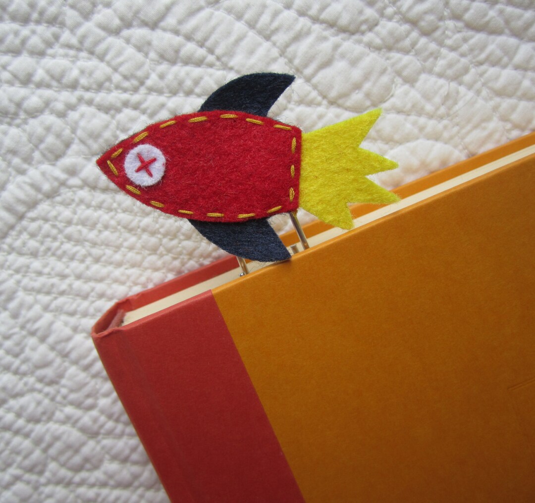 Extra LARGE Paperclip Bookmark, Spaceship Bookmark, Kids Felt Bookmark ...