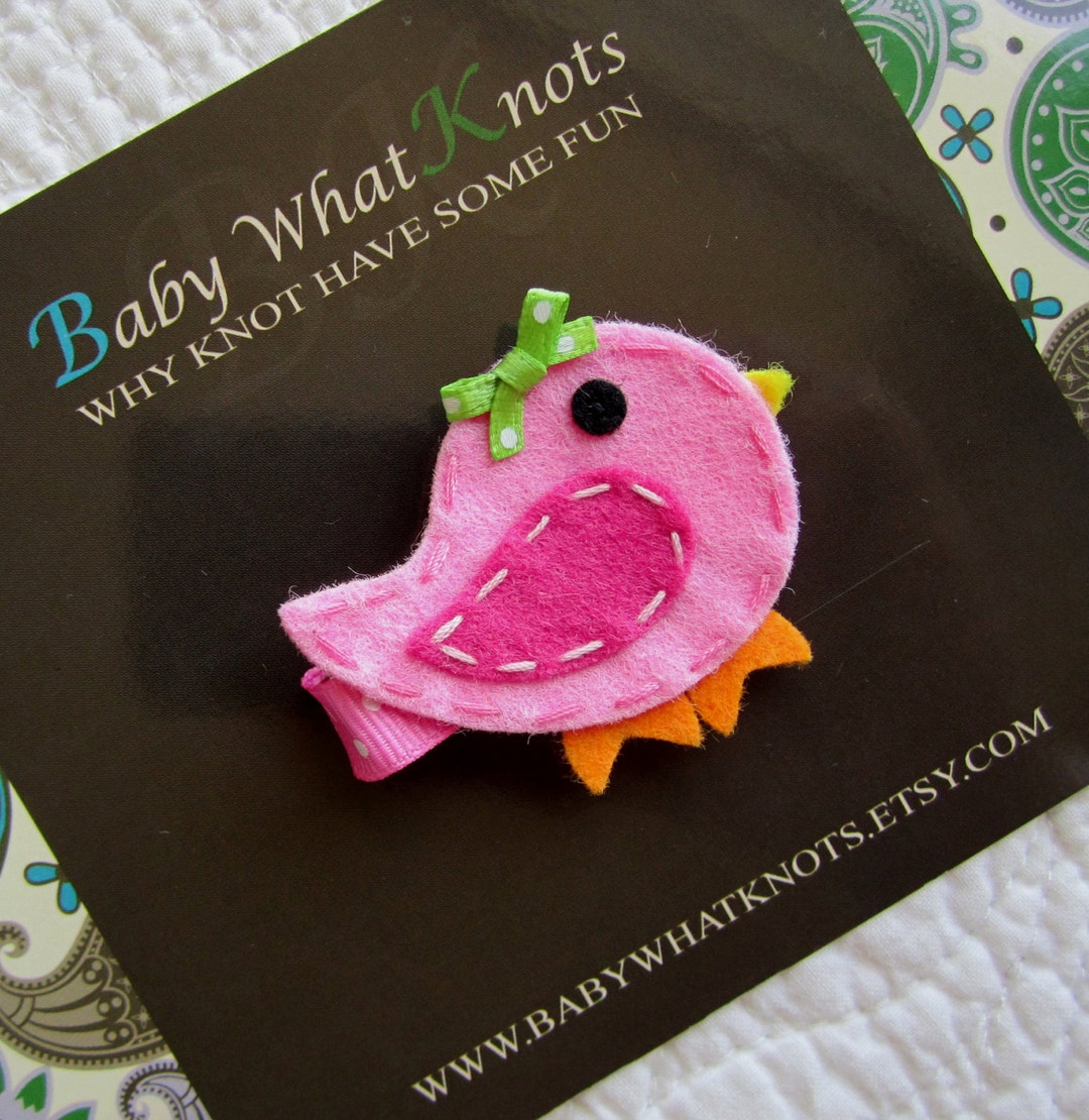 Bird Hair Clip, Pink Bird Baby Hair Clippies, Girl Barrette, Hcbird02 ...