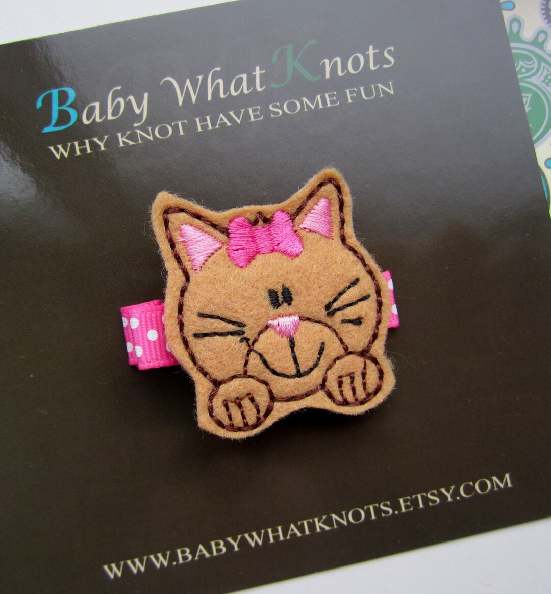 Kitty Hair Clip, Baby Hair Clippies, Girl Cat Barrette, Cat Hair ...