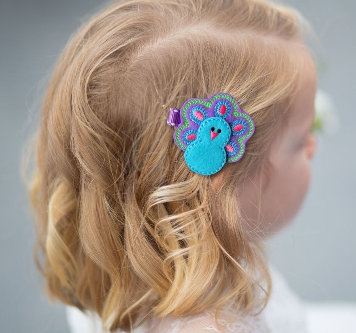 Peacock Hair Clip Purple Bird Baby Hair Clippies Girl - Etsy