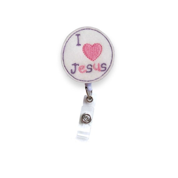 Retractable ID Badge Holder I Love Jesus ID Badge Reel - Etsy