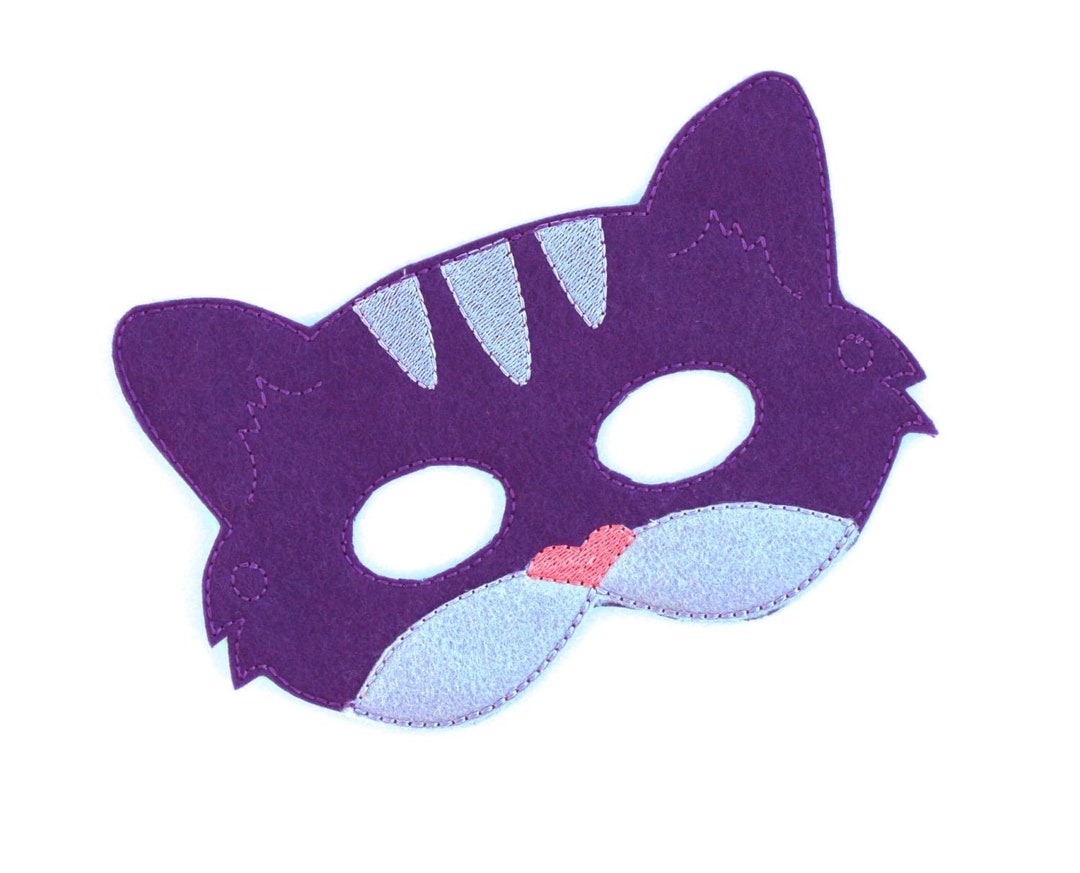 Kids Cat Mask, Purple Cat Costume, Felt Mask, Kids Face Mask, Animal ...