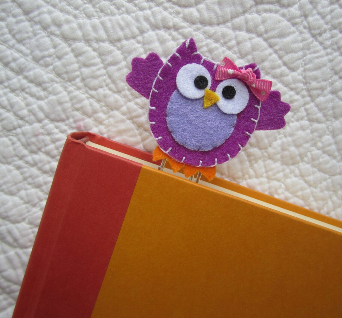 Extra LARGE Paperclip Bookmark, Owl Bookmark, Kids Felt Bookmark ...