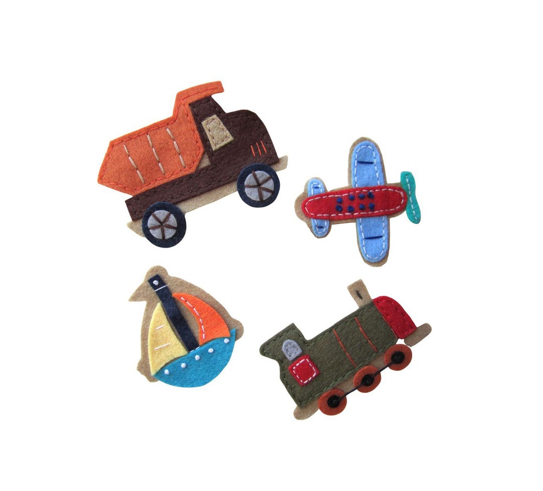 Transportation Magnet Set, Dump Truck, Airplane, Train, Sailboat ...