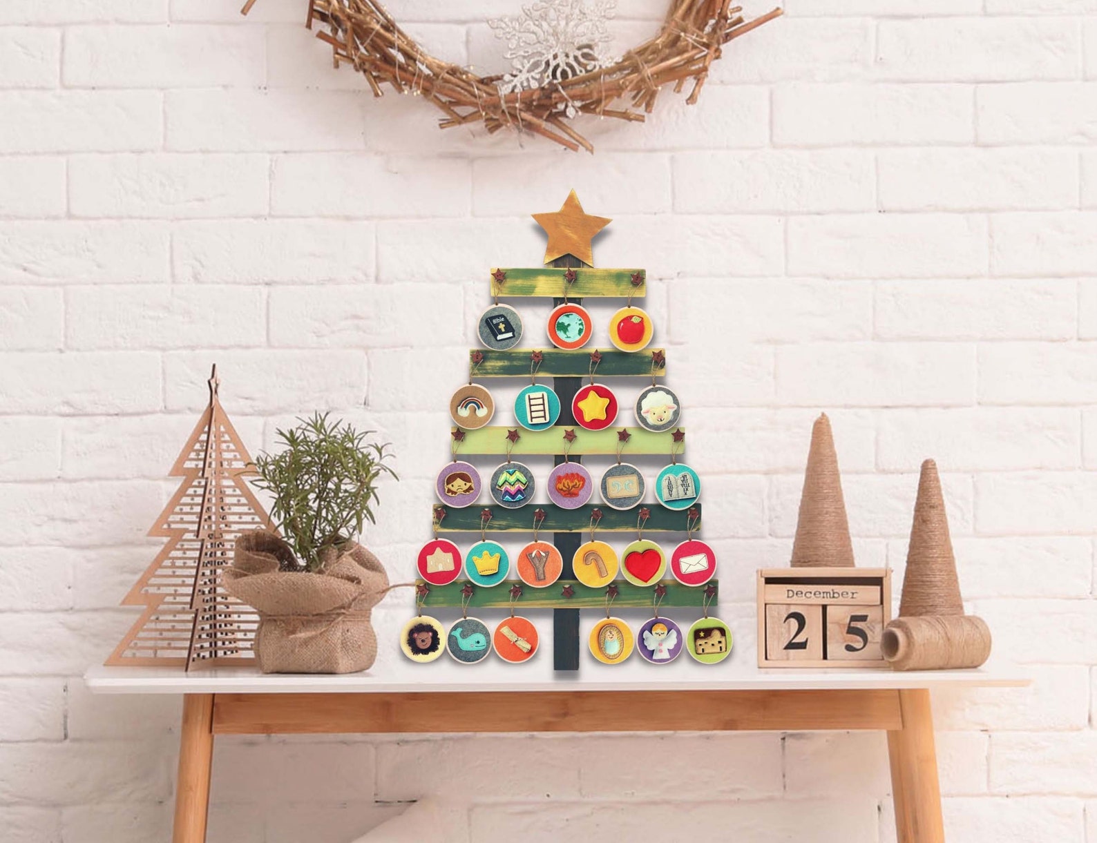 Christmas Advent Tree FREE SHIPPING Wood Advent Tree - Etsy
