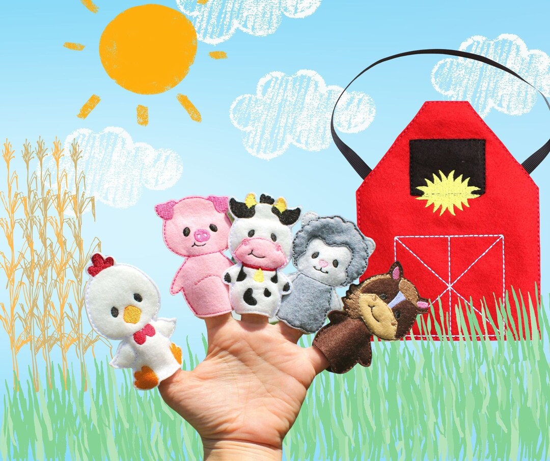 Farm Animal Finger Puppets, Busy Bag, Travel Game, Animal Puppet ...