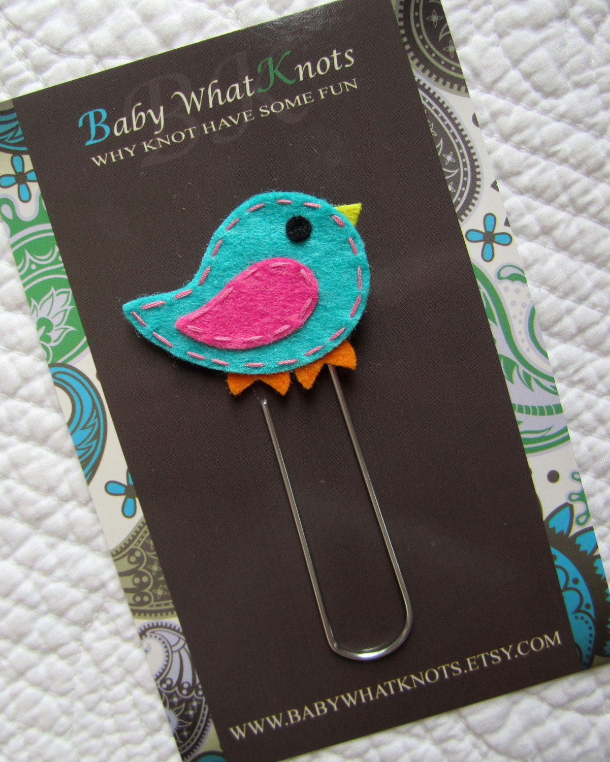 Extra LARGE Paperclip Bookmark, Bird Bookmark, Kids Felt Bookmark ...
