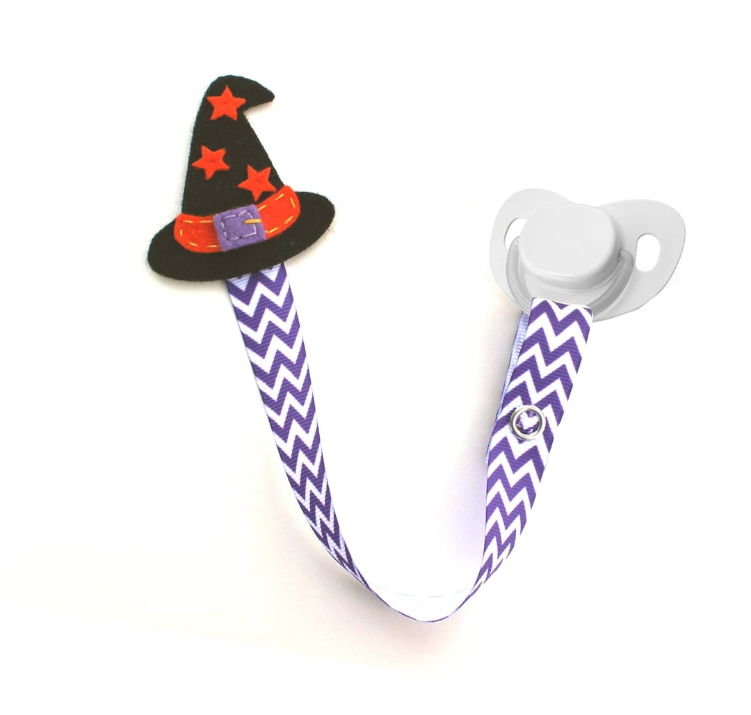 Witch Pacifier Clip, Halloween, Witch Hat, Pacifier Holder, Binky Clip ...