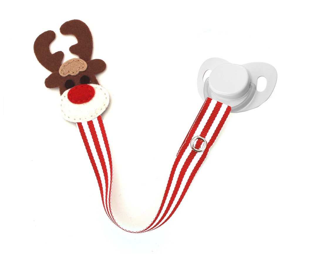 Reindeer Pacifier Clip, Christmas Pacifier Clip, Holiday, Pacifier ...