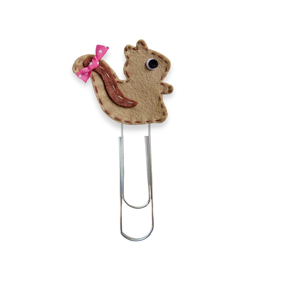 Extra LARGE Paperclip Bookmark, Brown Squirrel Bookmark, Felt Bookmark ...
