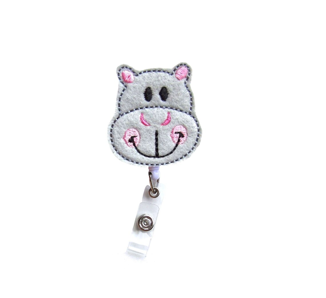 Retractable ID Badge Holder, Hippopotamus Badge, Hippo ID Badge Reel ...