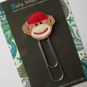 Extra LARGE Paperclip Bookmark, Monkey Bookmark, Felt Bookmark ...