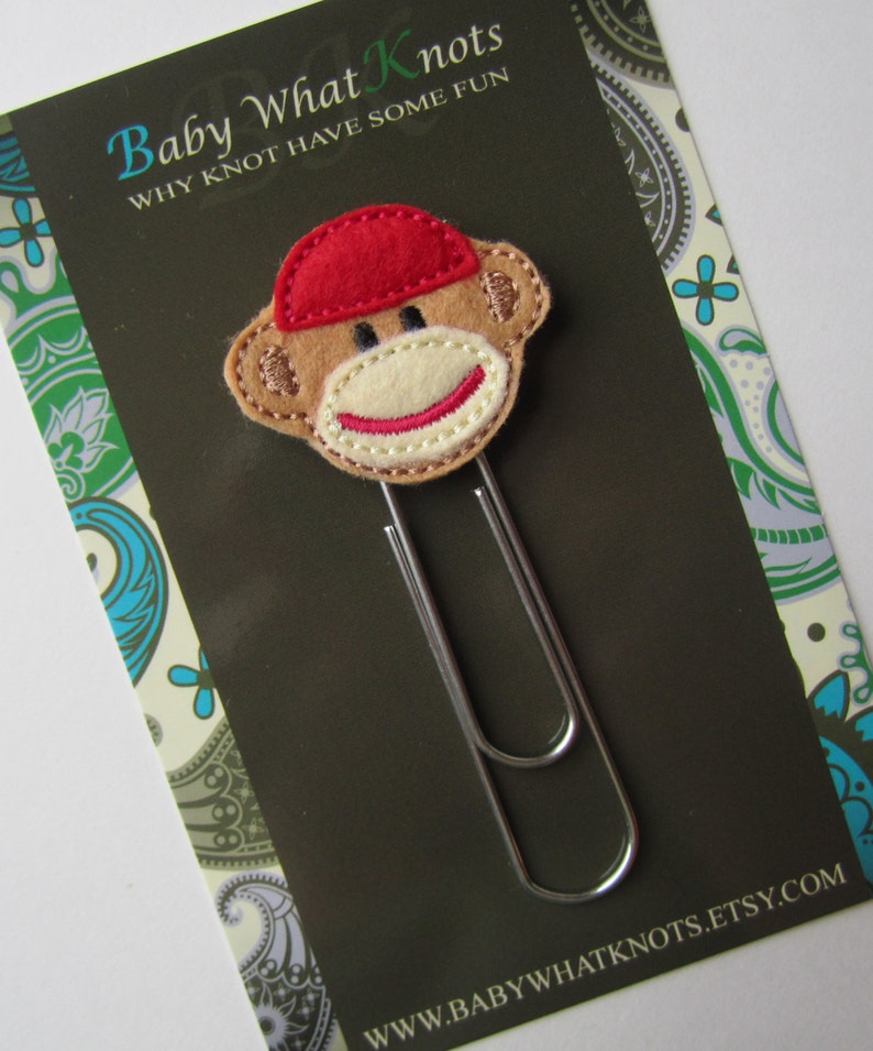 Extra LARGE Paperclip Bookmark, Monkey Bookmark, Felt Bookmark ...