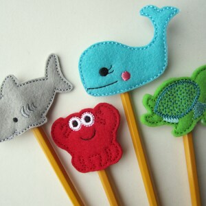 Ocean Animal Pencil Topper Set Shark crab Whale Sea | Etsy