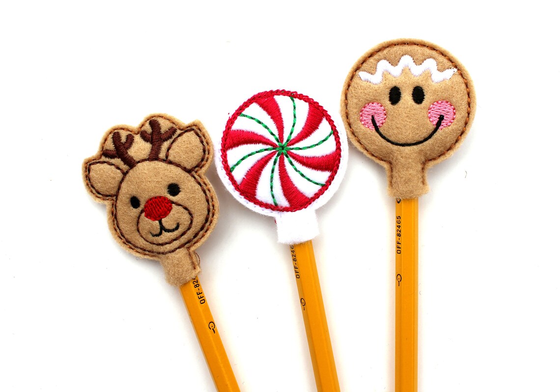Christmas Pencil Topper Set Christmas Pencil Toppers Felt - Etsy