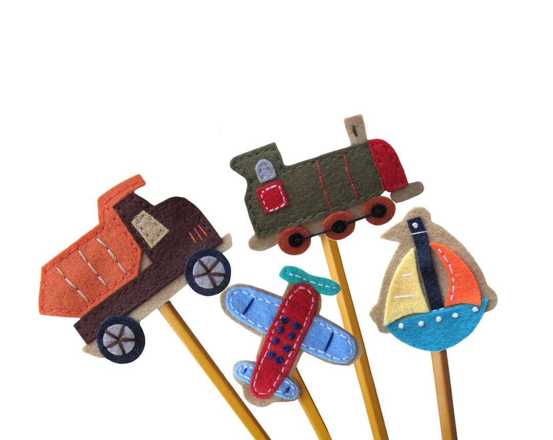 PICK 1 Pencil Topper, Dump Truck, Train, Airplane, Sailboat, Felt ...