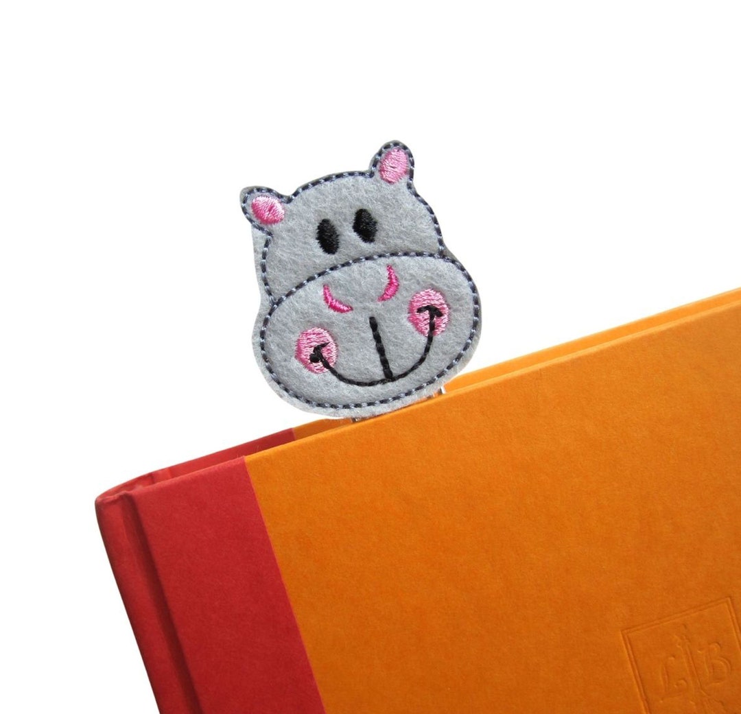 Extra LARGE Paperclip Bookmark, Hippopotamus Bookmark, Kids Felt ...