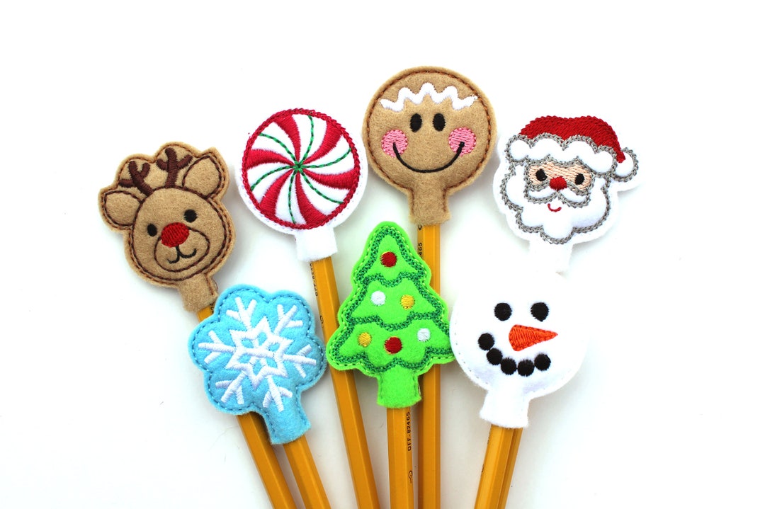 Christmas Pencil Topper Set, Christmas Pencil Toppers, Felt Pencil ...