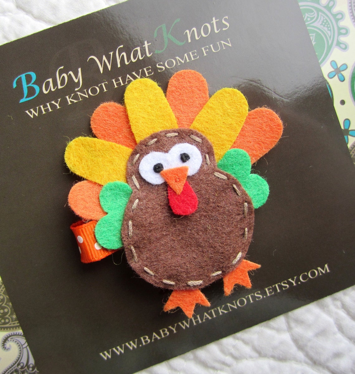 Thanksgiving Hair Clip, Turkey Hair Clip, Baby Hair Clippies, Girl ...