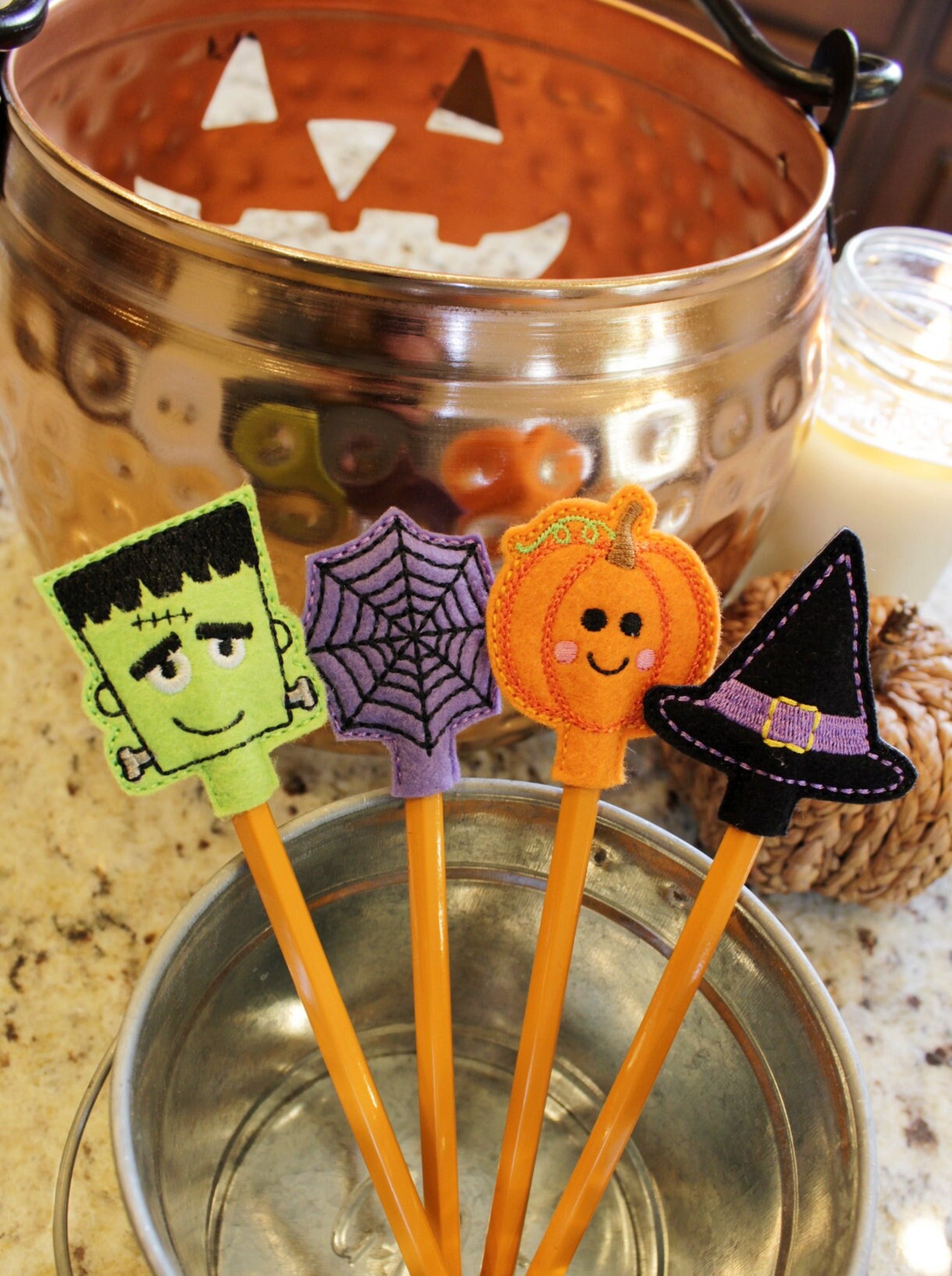 Halloween Pencil Topper Set Halloween Pencil Toppers Felt - Etsy