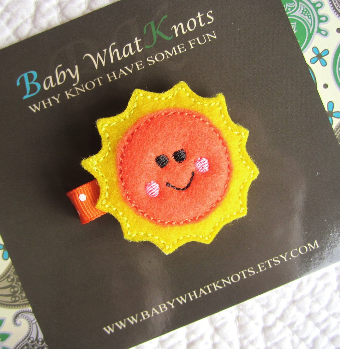 Yellow Sunshine Clip, Orange Sun Hair Clippies, Girl Barrette, Hcsun01 ...