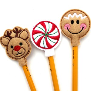 Christmas Pencil Topper Set, Christmas Pencil Toppers, Felt Pencil ...