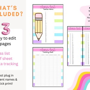 Stripe Class List Template: Editable Teacher Printable (digital ...