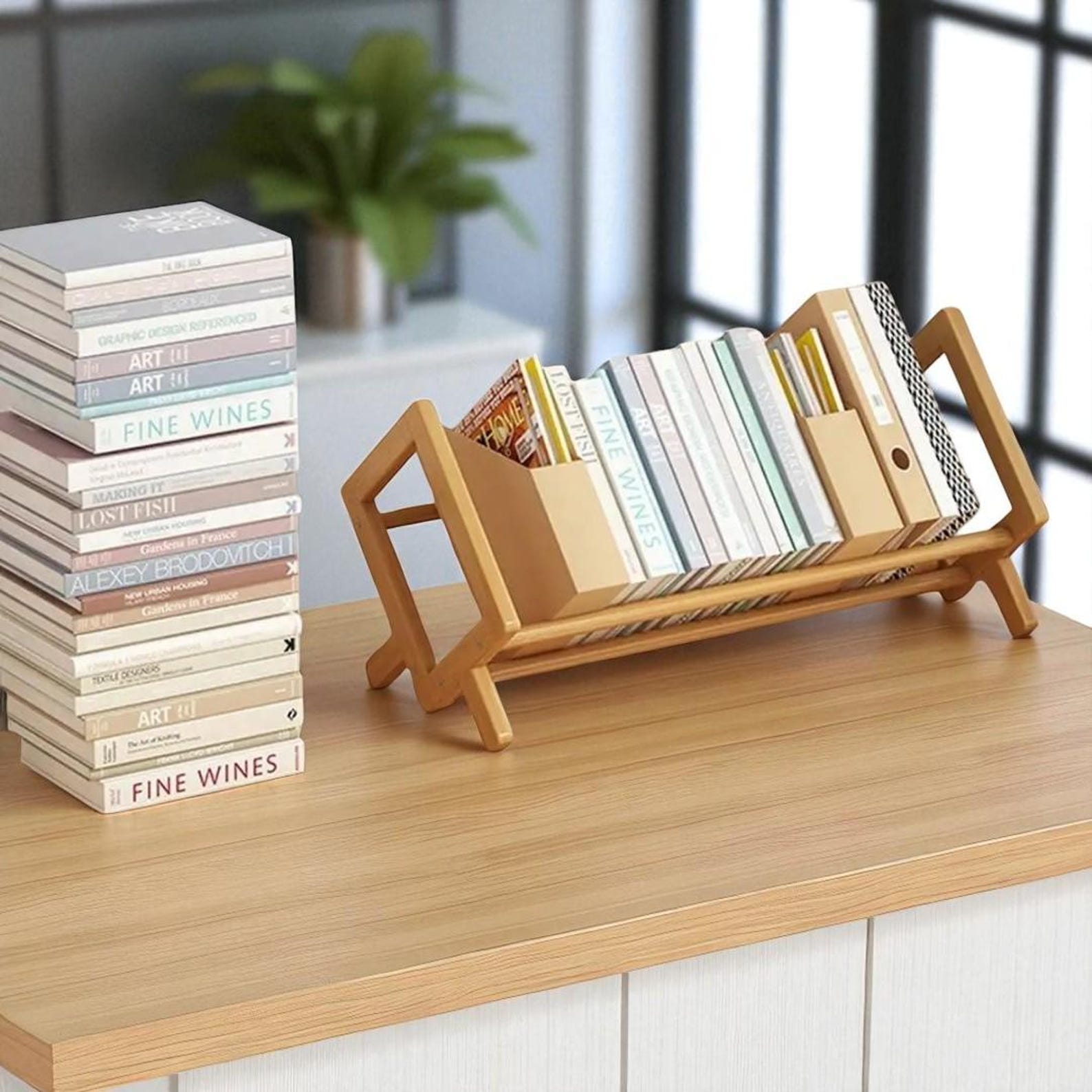 Small Bookcase – Wood Bookshelf Small – Bamboo Bookcase for Desk & Home ...
