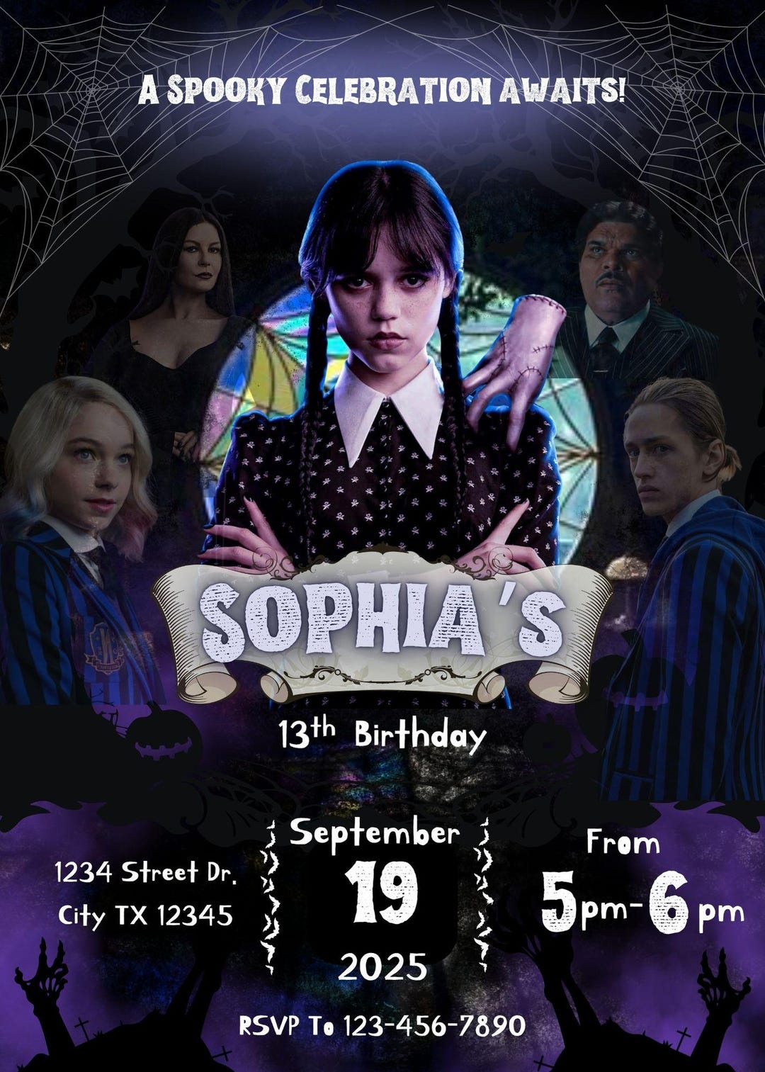 Wednesday Addams Birthday Invitation - Etsy