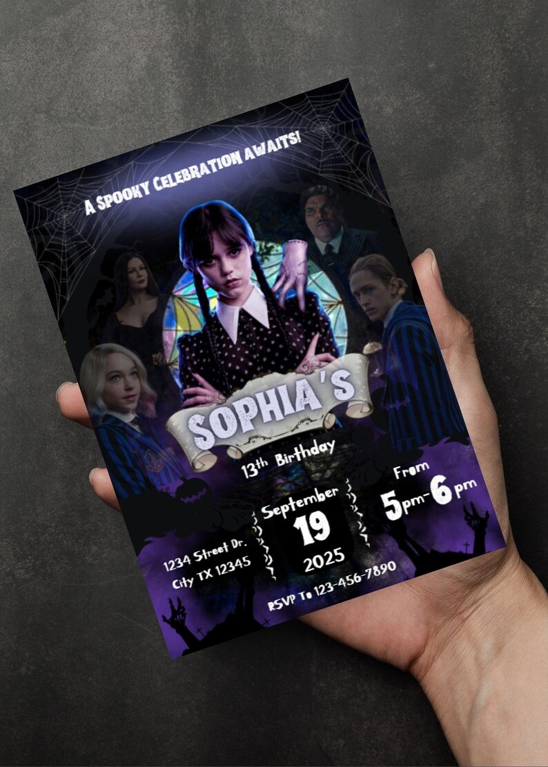 Wednesday Addams Birthday Invitation - Etsy
