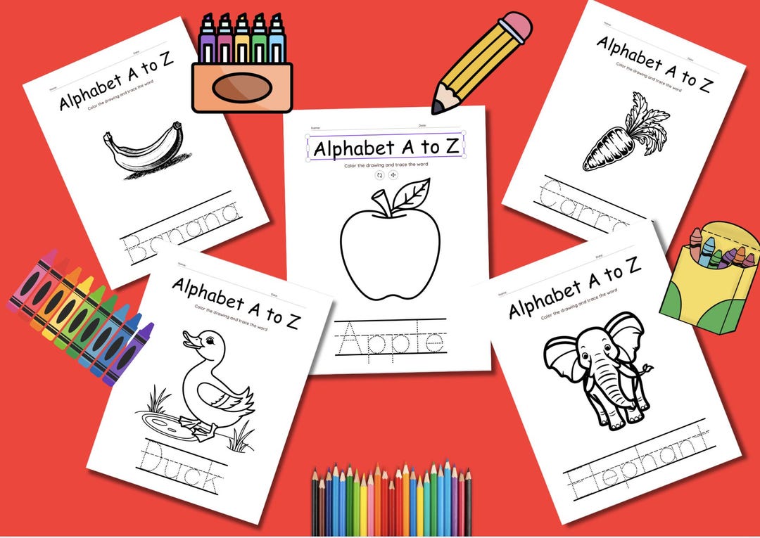 Alphabet Coloring Book | A-Z Letter Tracing & Picture Word Practice ...