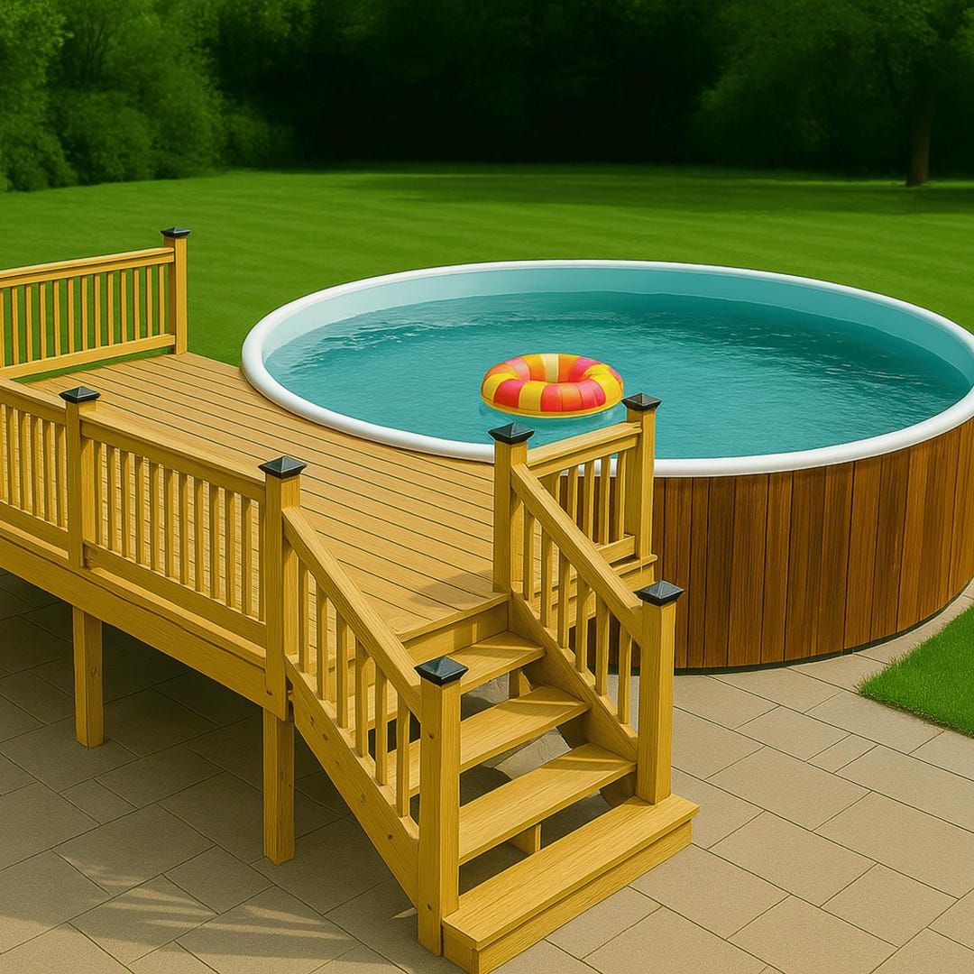 6x10 Pool Deck DIY Plan for 24 Round Pool – PDF Build Guide + Cut List ...