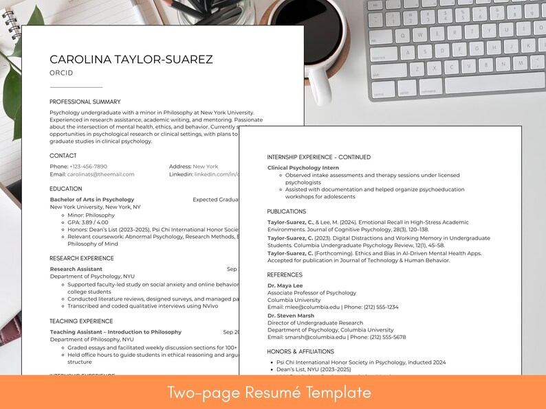 ATS Friendly Academic CV Template for Students & Researchers, Editable ...