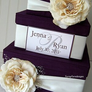 Wedding Card Box Money Box Custom Card Box Plum and Antique - Etsy