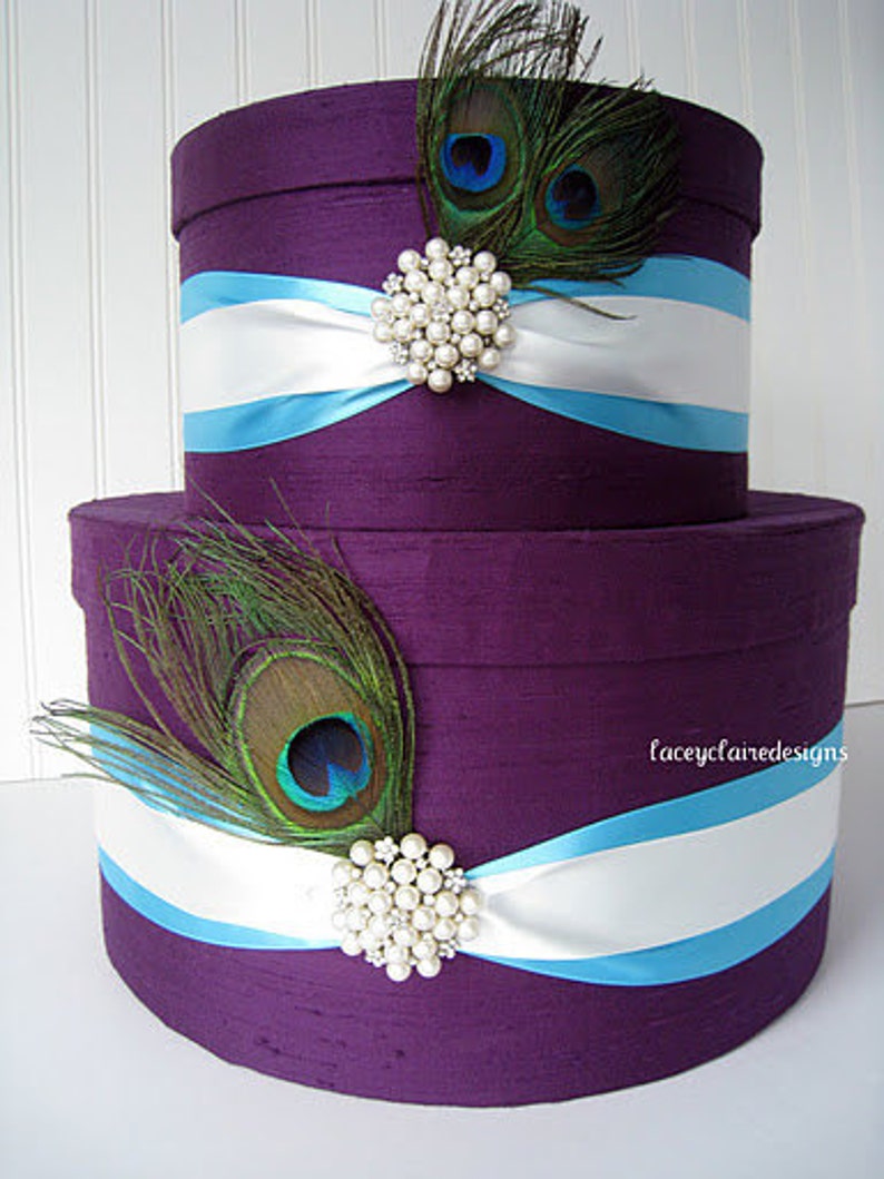 Peacock Wedding Card Box Handmade and Couture Custom Made - Etsy