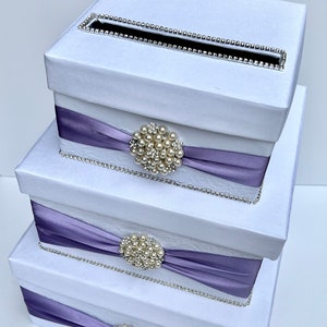 Lilac Wedding Card Box, Bling Card Box, Bridal Card Box, Lace Card Box ...