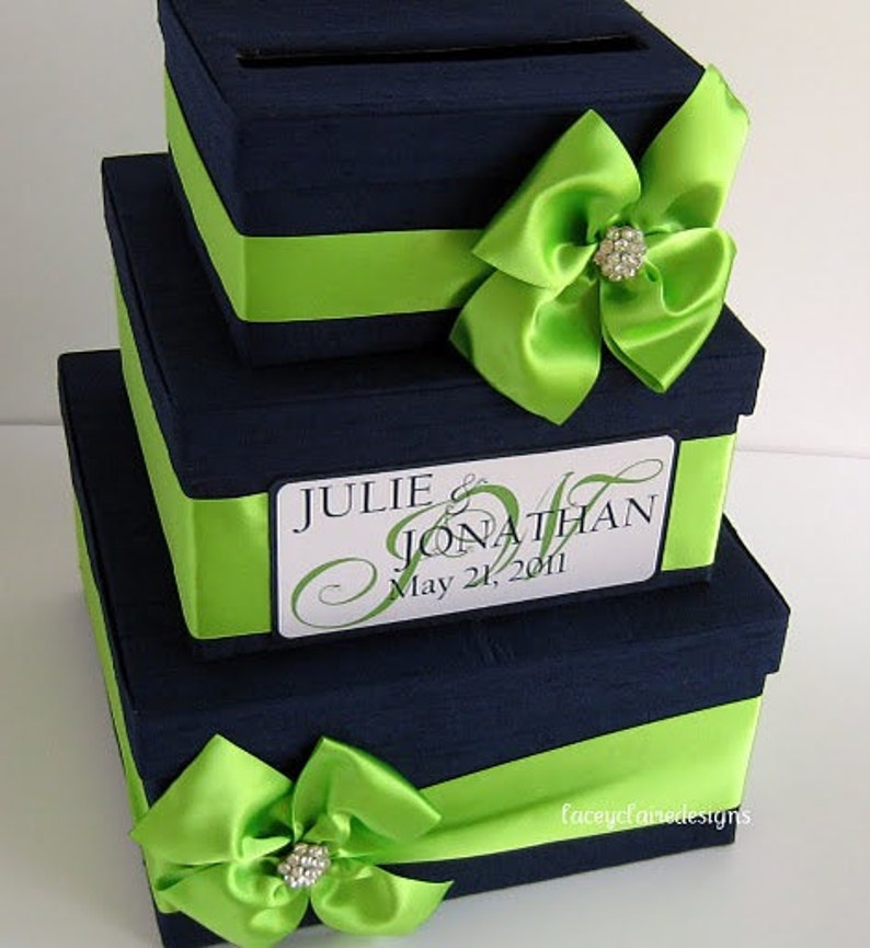 Wedding Card Box Navy Wedding Box Money Holder Personalized - Etsy