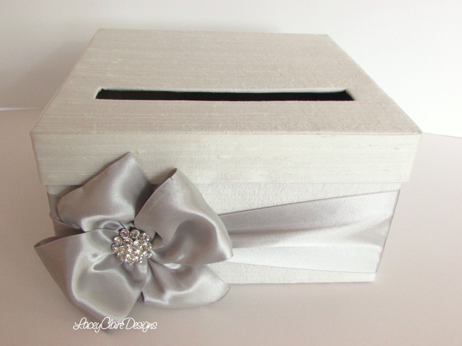 Silver Wedding Card Box, Baby Shower Card Box, Bridal Shower Card ...