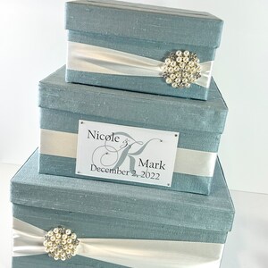 Wedding Card Box, French Blue Card Box Holder, Money Box, Wedding Cards ...