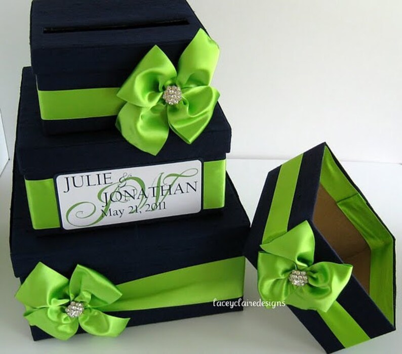 Wedding Card Box Navy Wedding Box Money Holder Personalized - Etsy