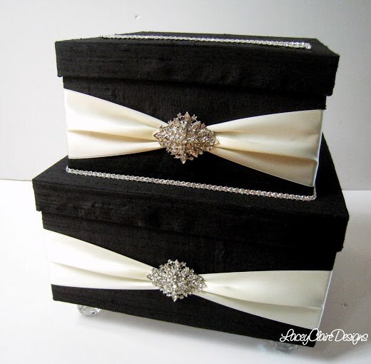 Black and Ivory Wedding Card Box Bling Card Box Rhinestone | Etsy