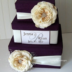 Wedding Card Box Money Box Custom Card Box Plum and Antique - Etsy