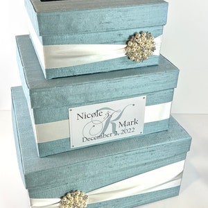 Wedding Card Box, French Blue Card Box Holder, Money Box, Wedding Cards ...